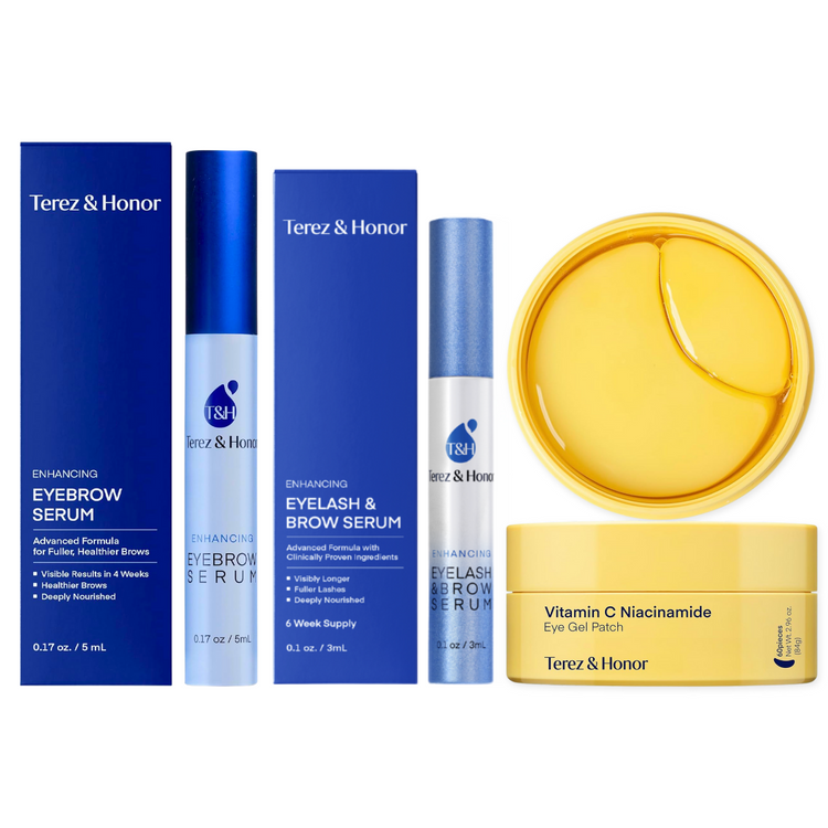 Complete Eye Renewal Kit – Lash & Brow Serum + Eye Patches | Terez & Honor